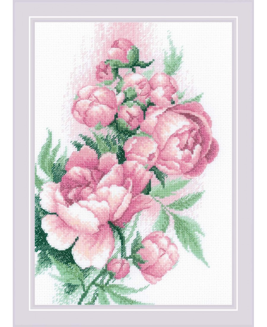 Riolis siuvinėjimui kryželiu rinkinys Lush Peonies 2138